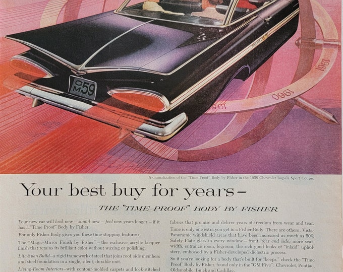 1959 Chevrolet Impala Vintage Advertisement Body by Fisher Automotive ...