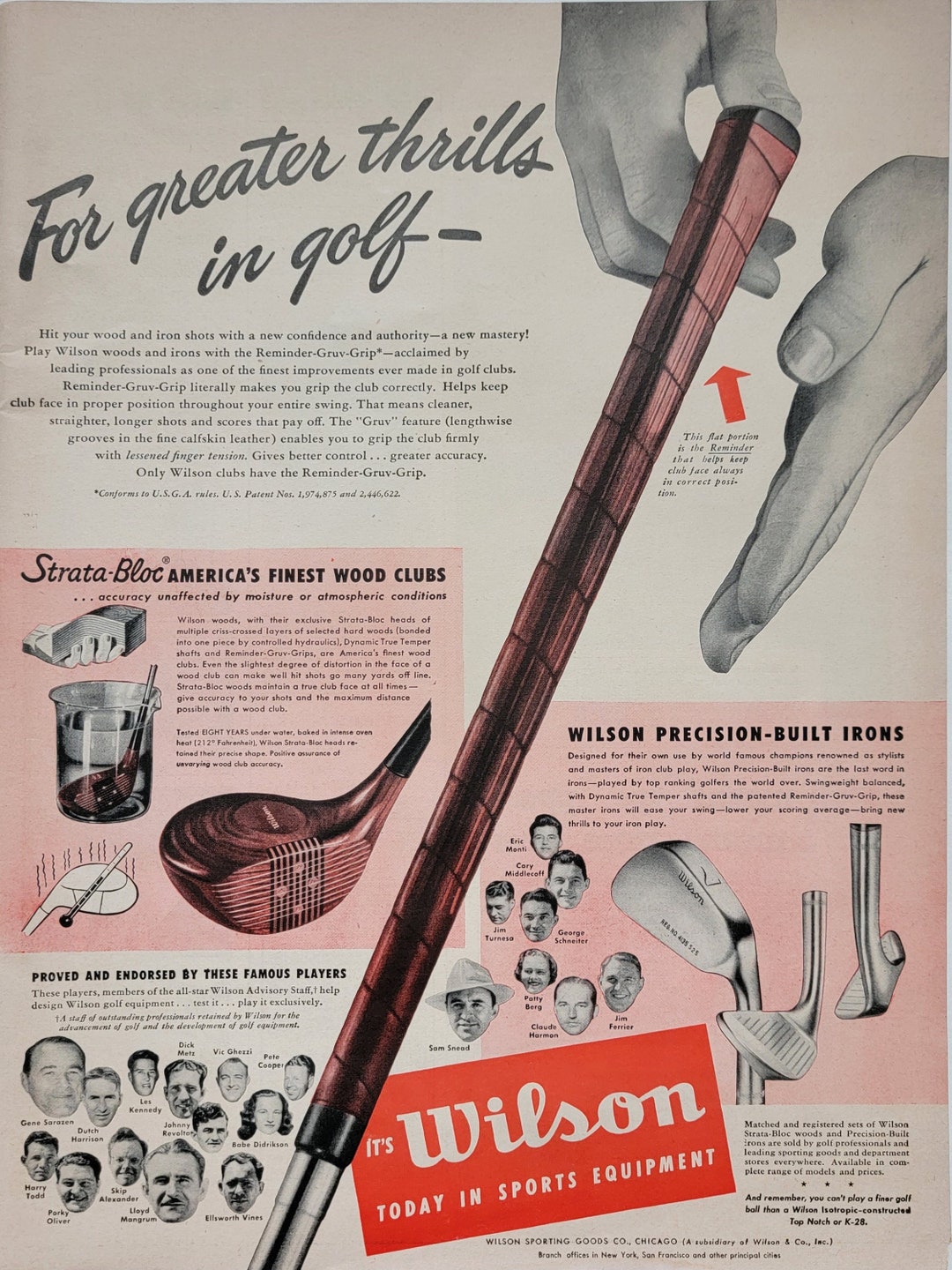 1949 Wilson Golf Clubs Vintage Advertisement Man Cave Wall Art Sports ...