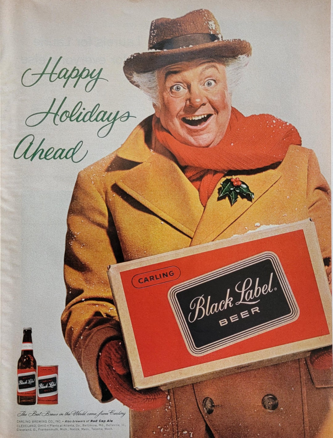 1961 Carling Black Label Beer Vintage Advertisement Winter Wall Art ...