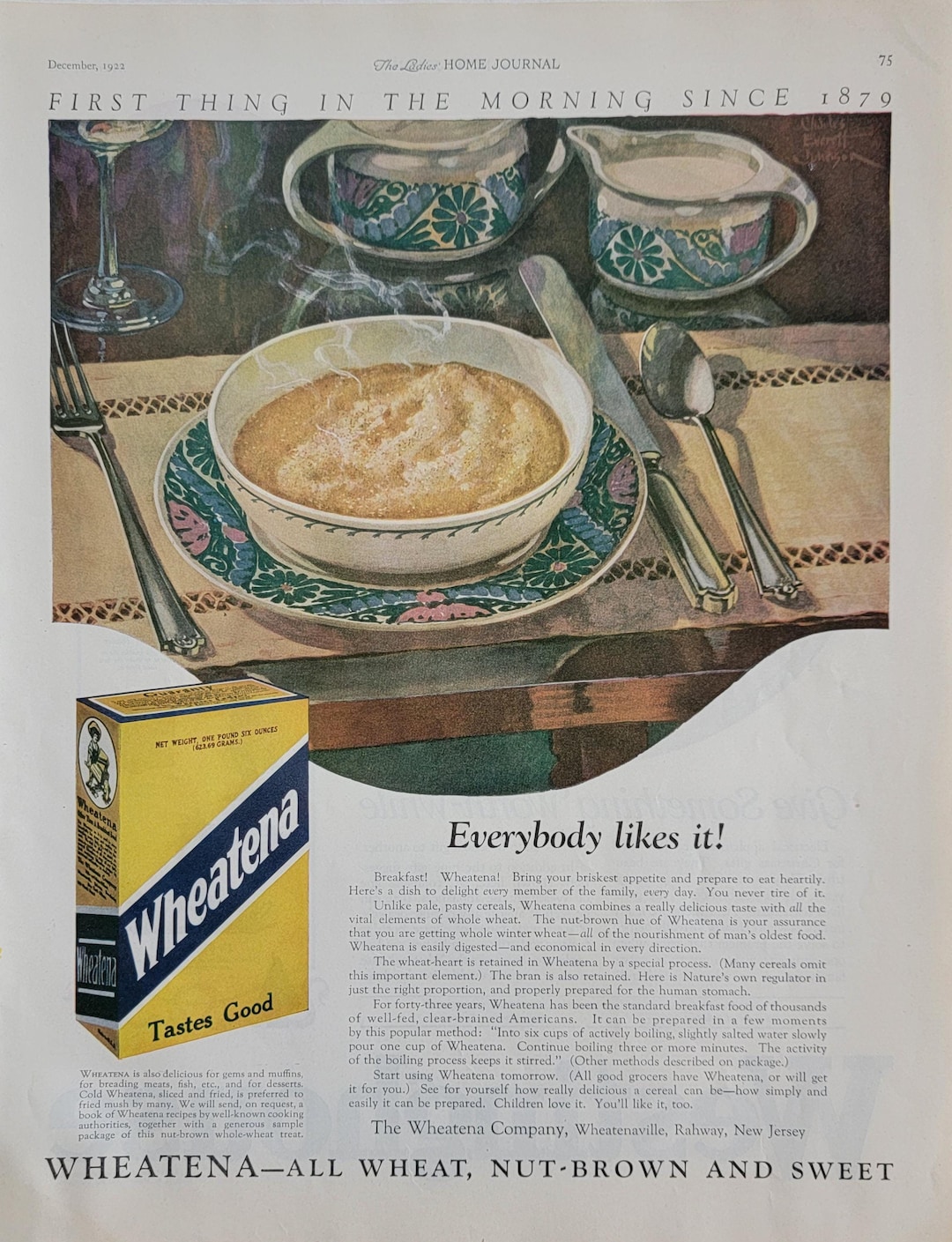 1922 Wheatena Cereal Vintage Advertisement Kitchen Wall Art Dining Room ...