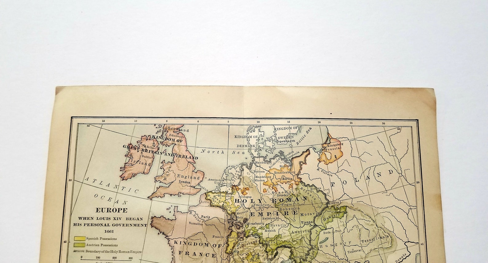 Vintage 1921 Map of Europe 1661 / Map Wall Art / Office Decor | Etsy