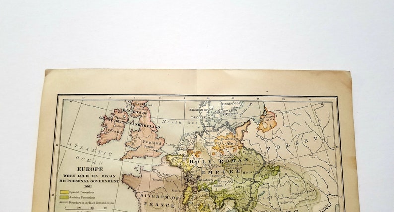 Vintage 1921 Map of Europe 1661 / Map Wall Art / Office Decor / World ...