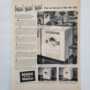 1948 Bendix Washing Machine Vintage Advertisement Laundry Room Wall Art ...