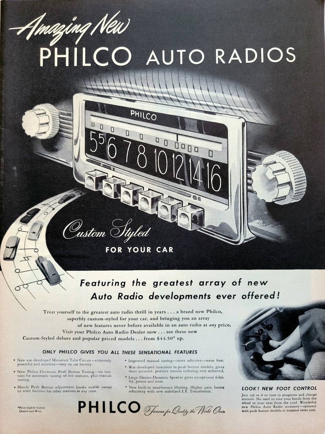 1947 Philco Auto Radio Vintage Advertisement Music Decor Vintage Radio ...
