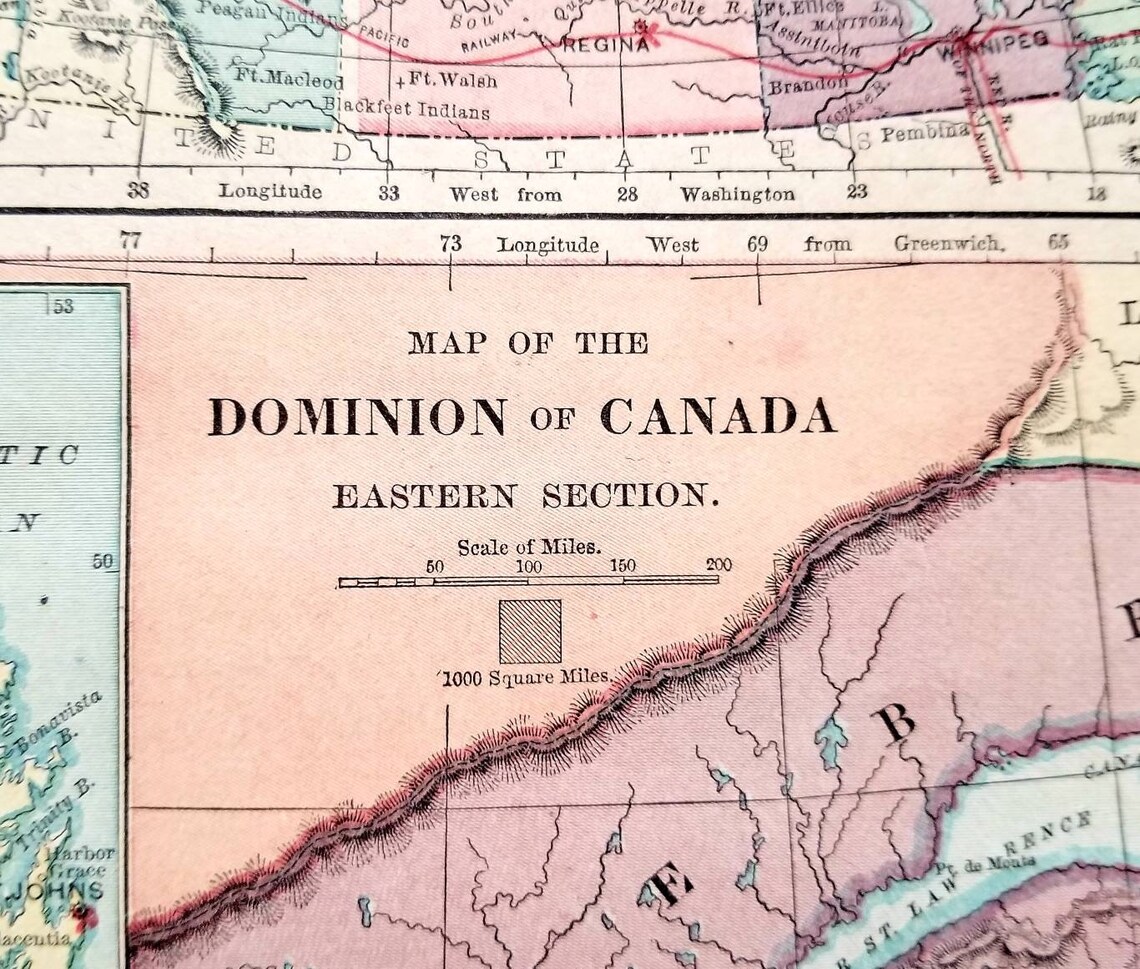 Antique 1890 Map of Canada / Map Wall Art / Office Decor / | Etsy