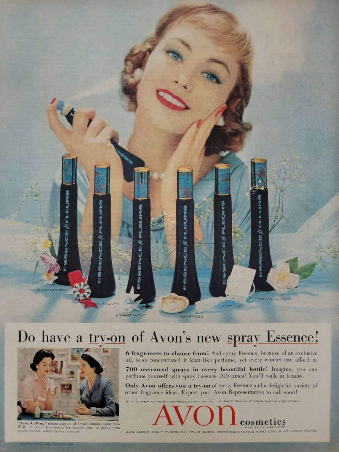 1958 Avon Cosmetics Ad: Vintage Beauty Salon Decor, Bathroom Decor ...