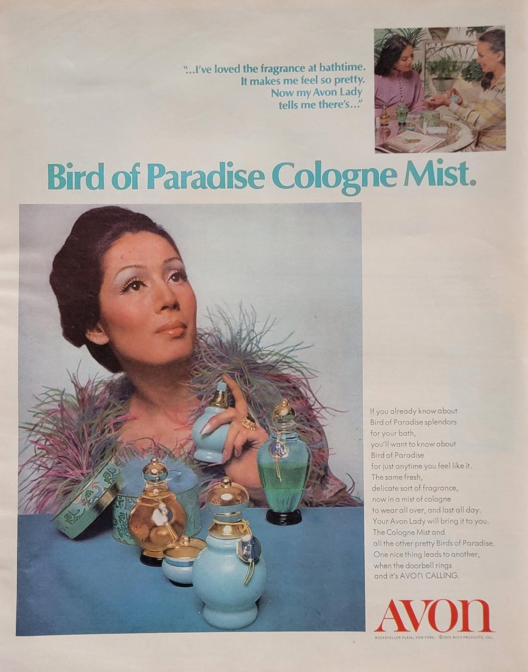 1970 Avon Cosmetics Ad: Vintage Bathroom Decor, Bird of Paradise ...