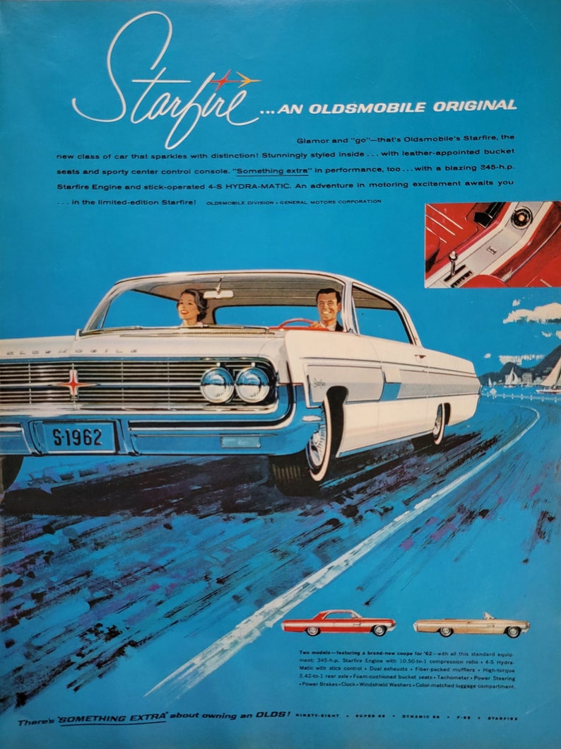 1961 Oldsmobile Starfire Car Ad: Vintage Automotive Wall Art, Man Cave ...