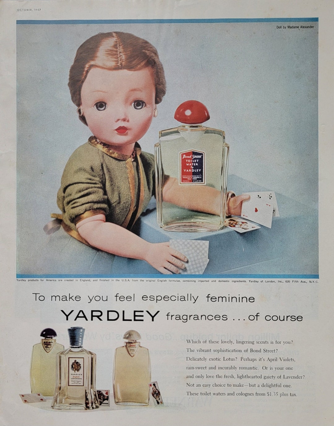 1957 Yardley Fragrances Vintage Advertisement Perfume Ad Bathroom Wall ...