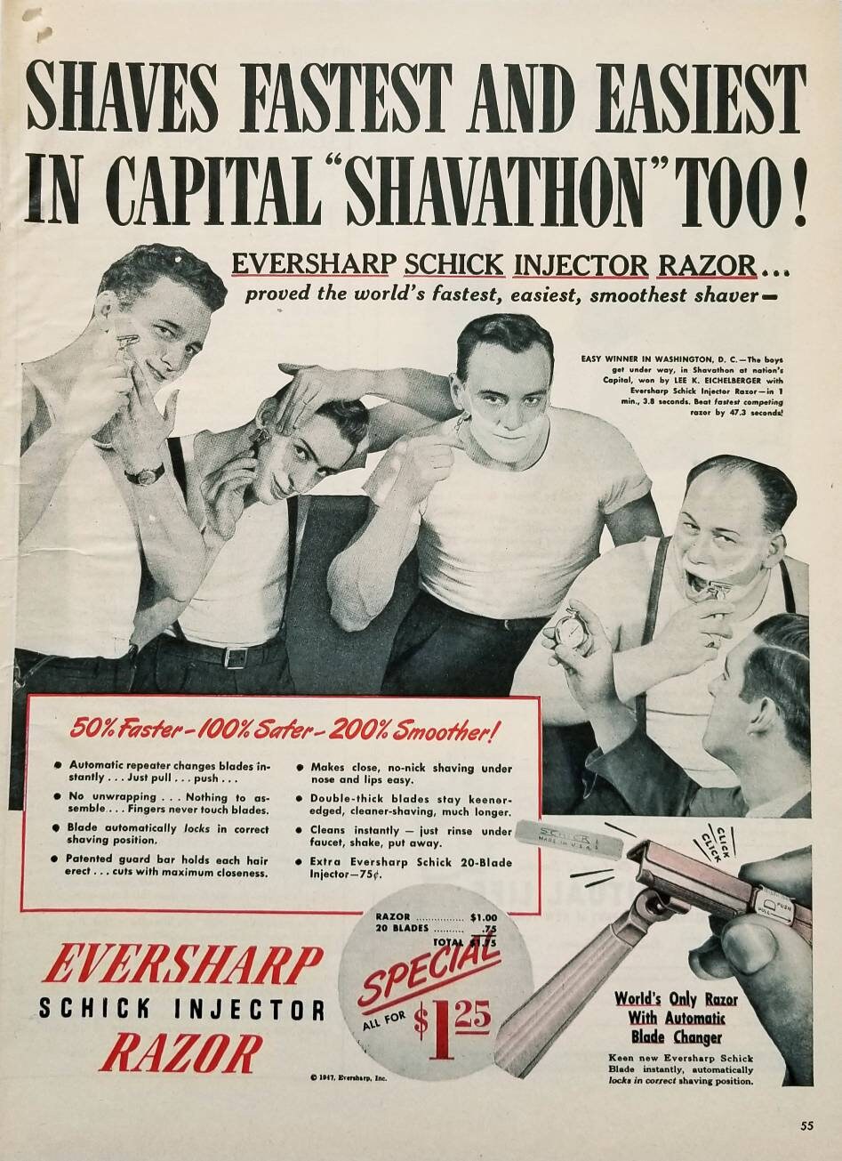 1947 Schick Eversharp Fashion Razor Vintage Advertisement Bathroom Wall ...