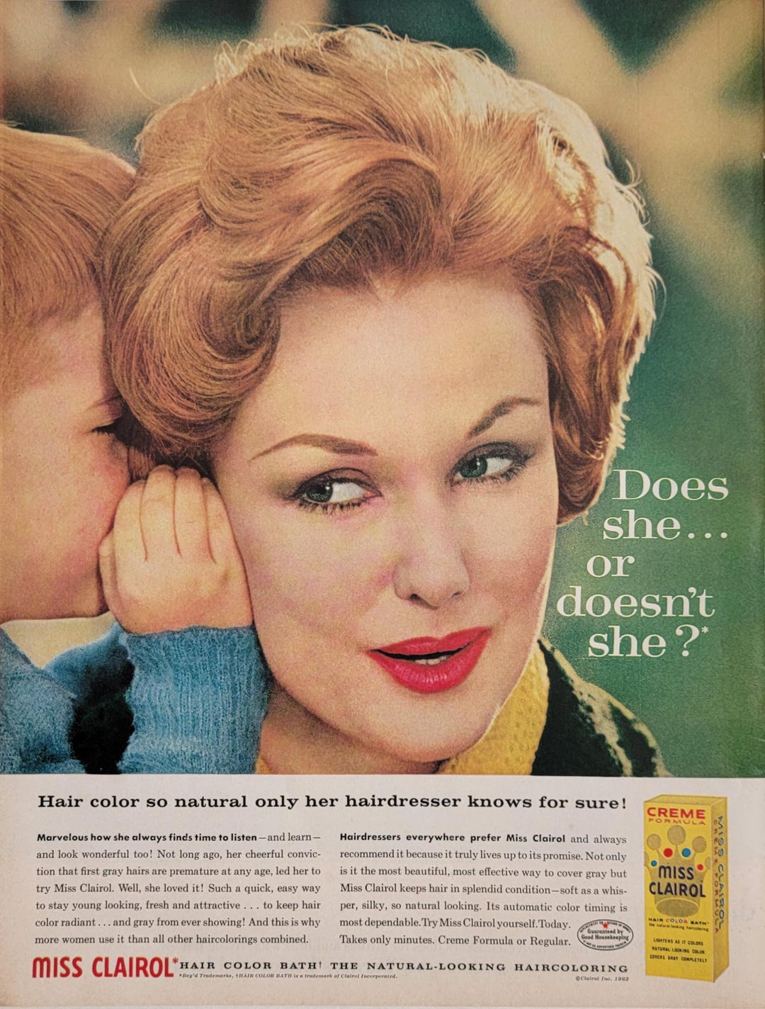 1959 Miss Clairol Hair Color Ad: Vintage Bathroom Wall Art Magazine ...