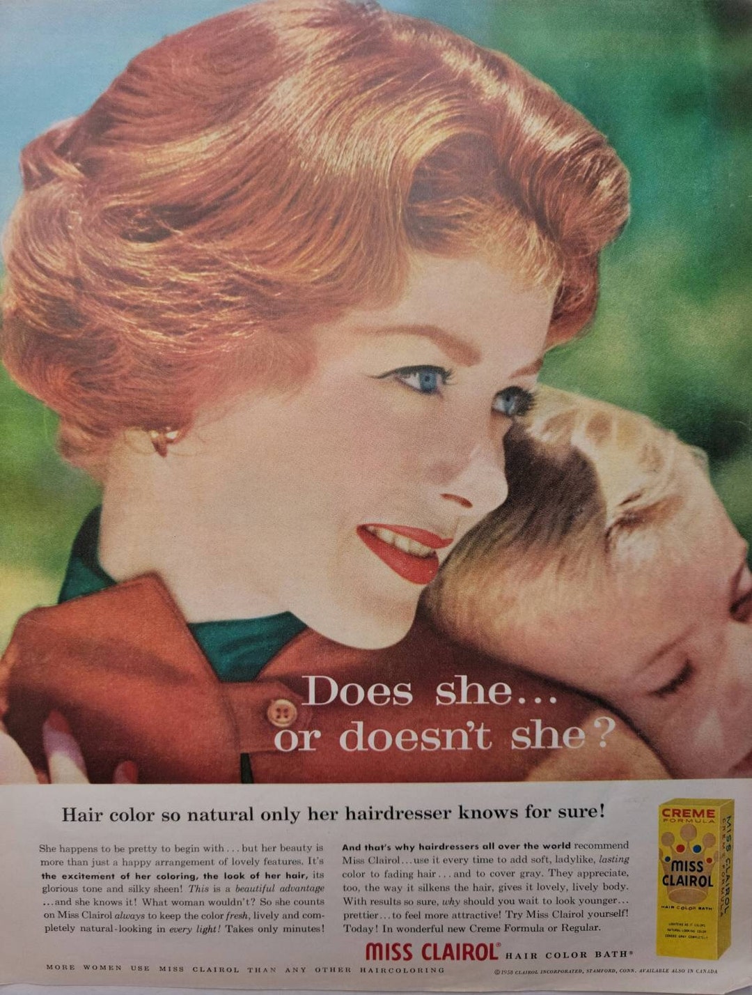 1959 Miss Clairol Hair Color Bath Vintage Advertisement Bathroom Wall ...