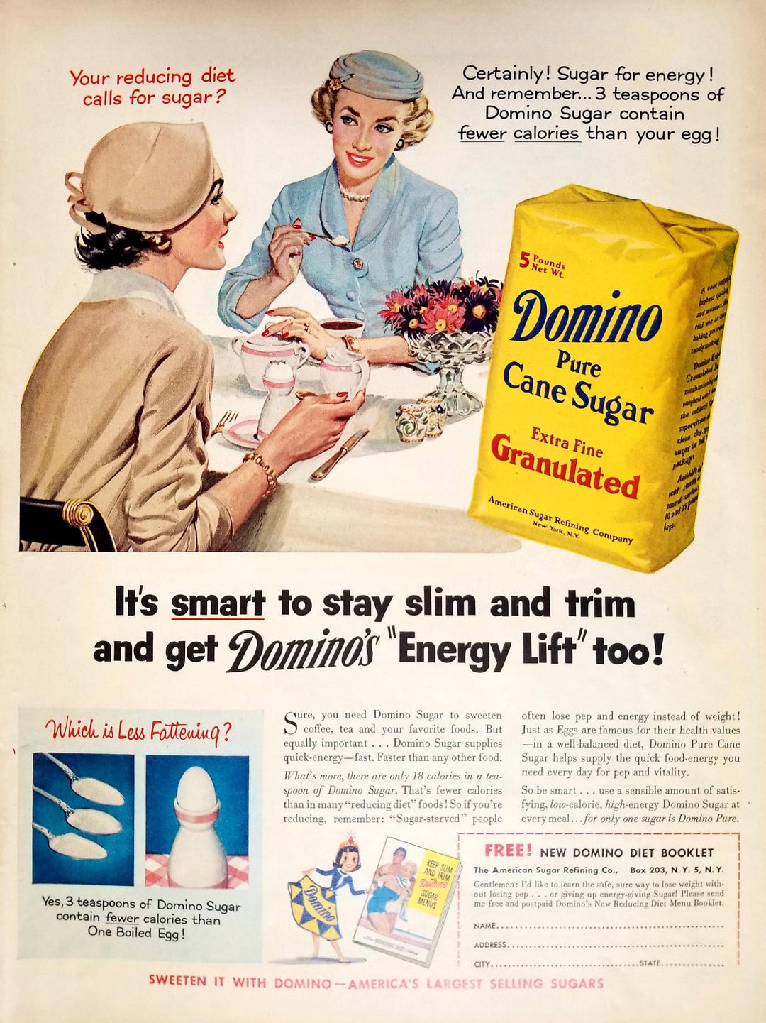 1955 Domino Sugar Ad: Vintage Kitchen Wall Art Magazine Print ...