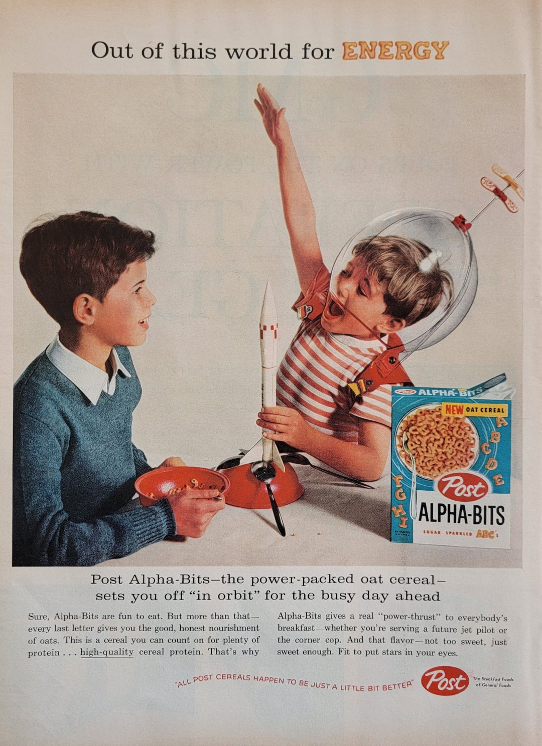 1959 Post Alpha-bits Cereal Vintage Advertisement Kitchen Wall Art ...