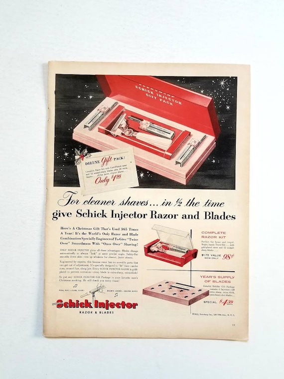 1947 Schick Eversharp Razor Vintage Advertisement Bathroom Wall Art ...