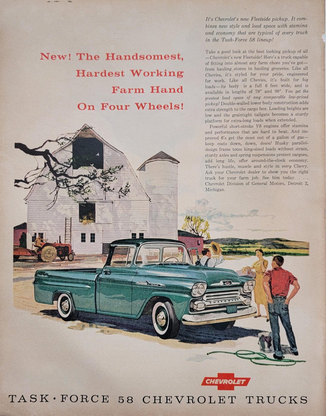 1958 Chevrolet Fleetside Pickup Truck Vintage Advertisement Antique ...