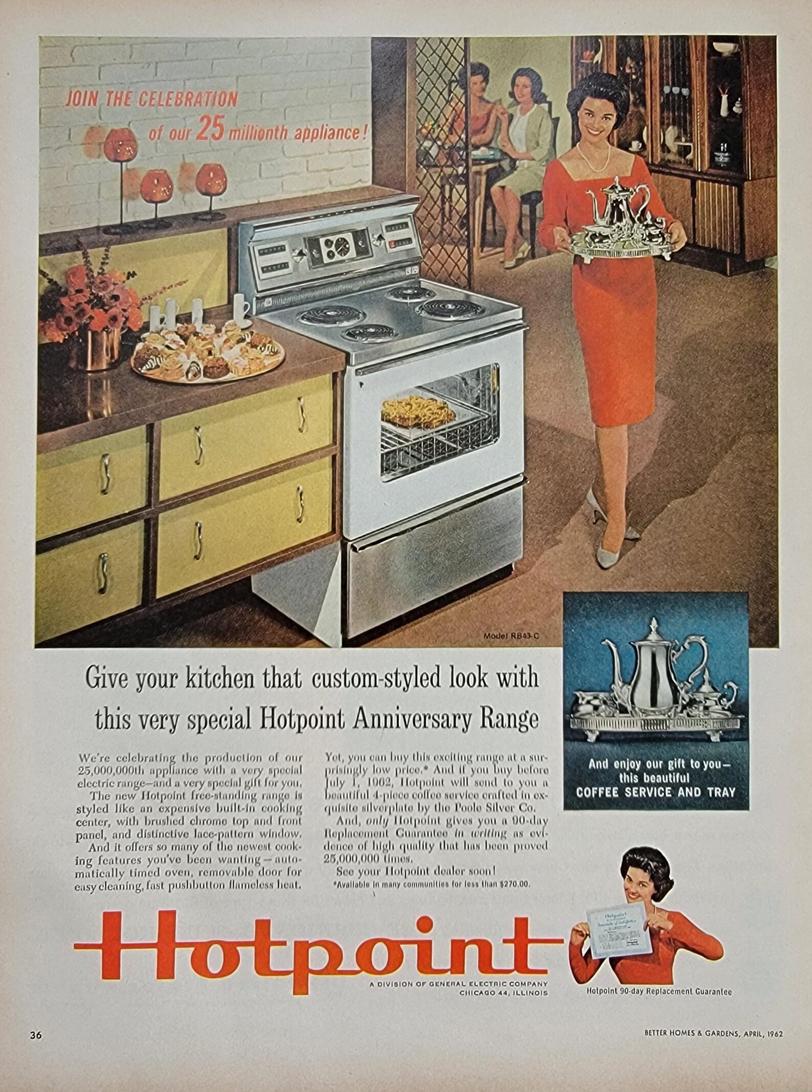 1962 Hotpoint Range Vintage Magazine Advertisement Kitchen Wall Art ...