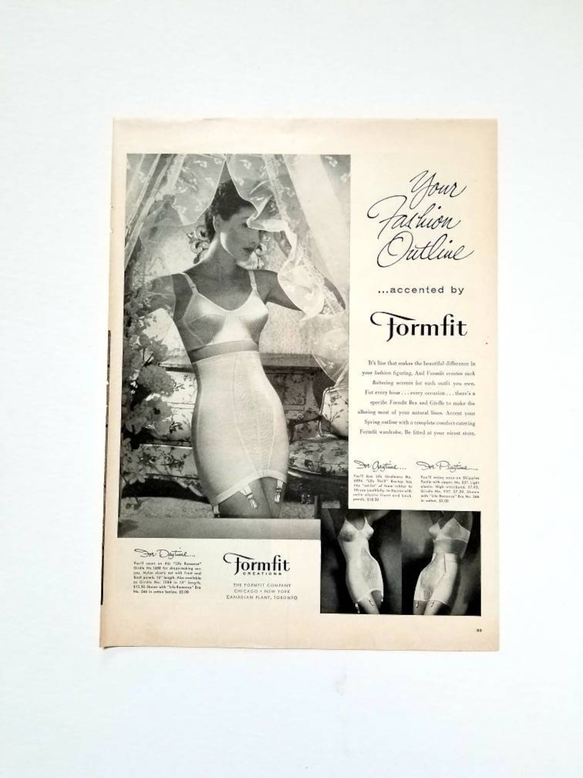 1956 Formfit Bra And Girdle Vintage Advertisement Womens Fashion Etsy