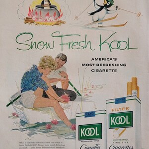 1958 Kool Cigarettes Vintage Advertisement Bar Decor Menthol Cigarettes ...