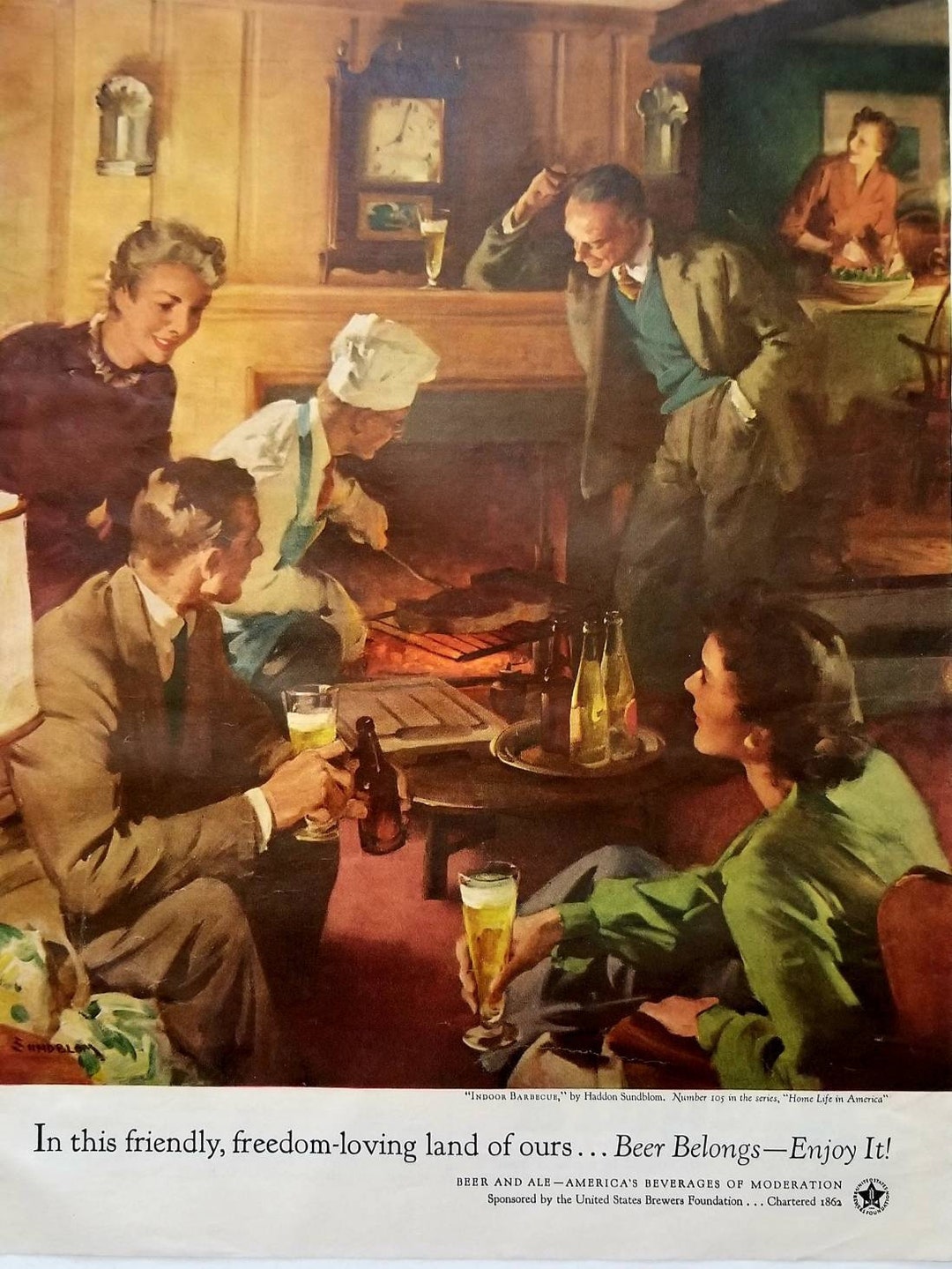 1955 Beer Vintage Advertisement Vintage Bar Wall Art Kitchen Decor ...