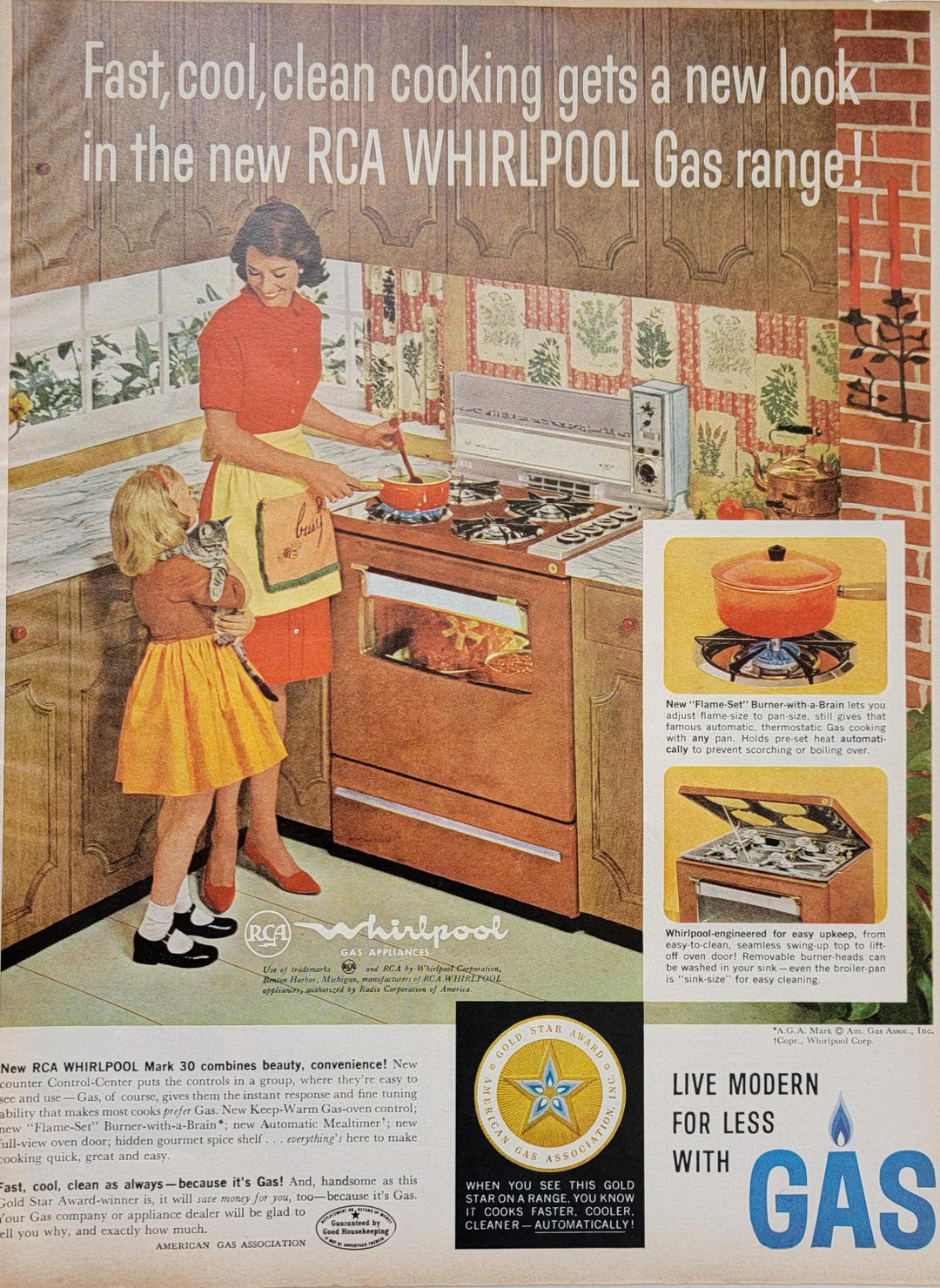 1962 RCA Whirlpool Gas Range Vintage Magazine Advertisement Kitchen ...
