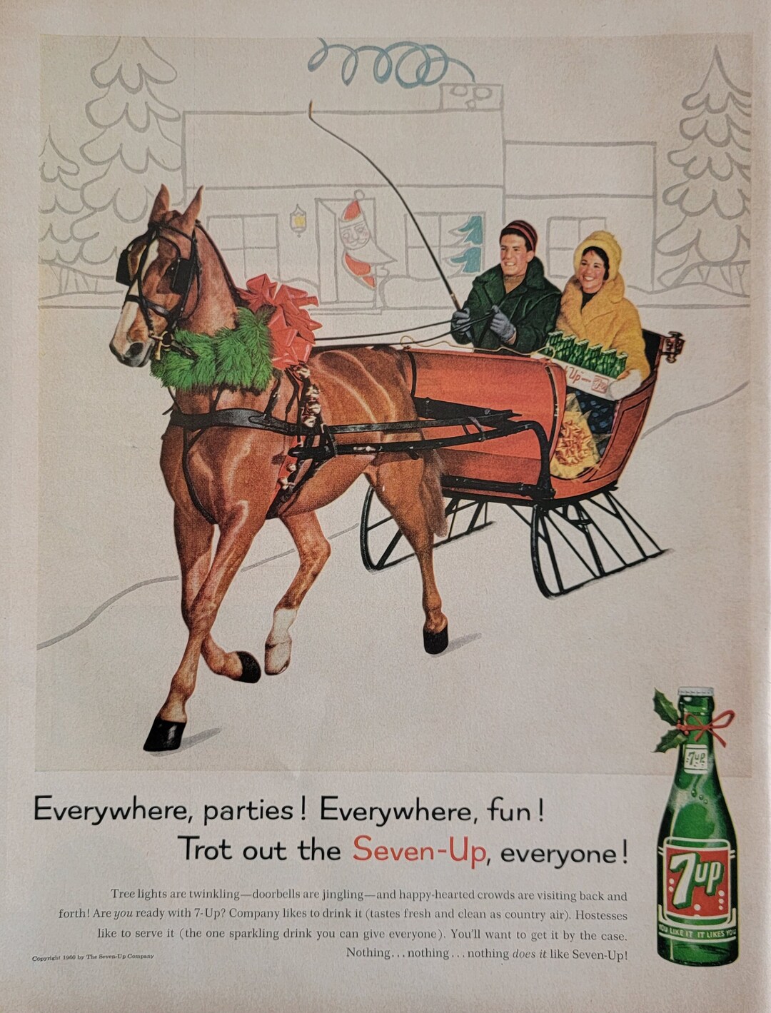 1960s 7up Ad: Vintage Christmas Holiday Kitchen Decor Magazine Print ...