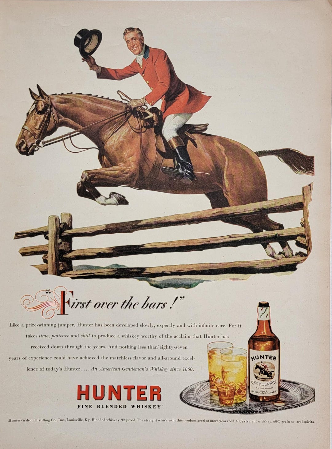 1947 Hunter Whiskey Ad: Vintage Bar Wall Art Alcohol Magazine Print ...