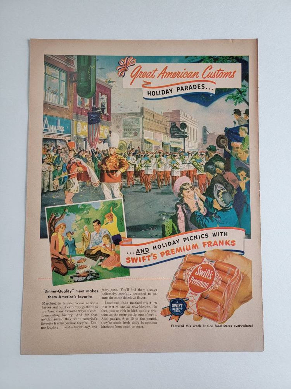 1950 Swifts Premium Franks Vintage Advertisement Kitchen Wall Art Hot ...