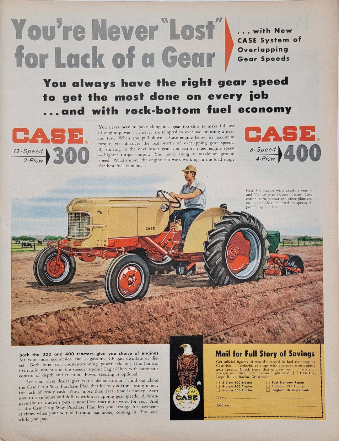 1957 Case Tractor Vintage Advertisement Farm Decor Farmer Gift Farming ...