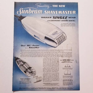 1946 Sunbeam Shavemaster Razor Vintage Advertisement Bathroom - Etsy