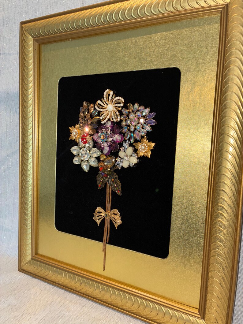 Vintage Upcycled Jewelry Flower Bouquet Art by Renee - Etsy
