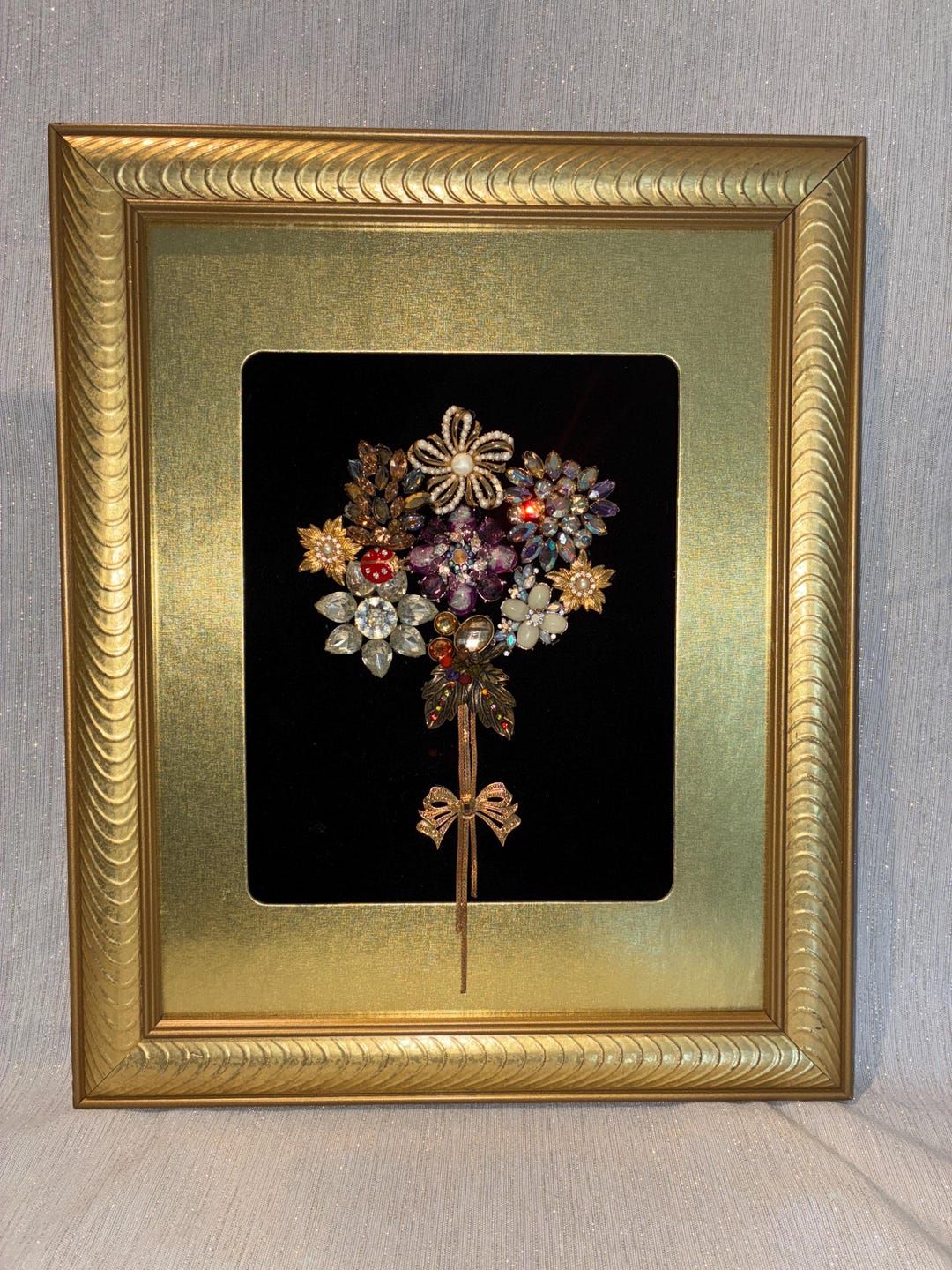 Vintage Upcycled Jewelry Flower Bouquet Art by Renee - Etsy