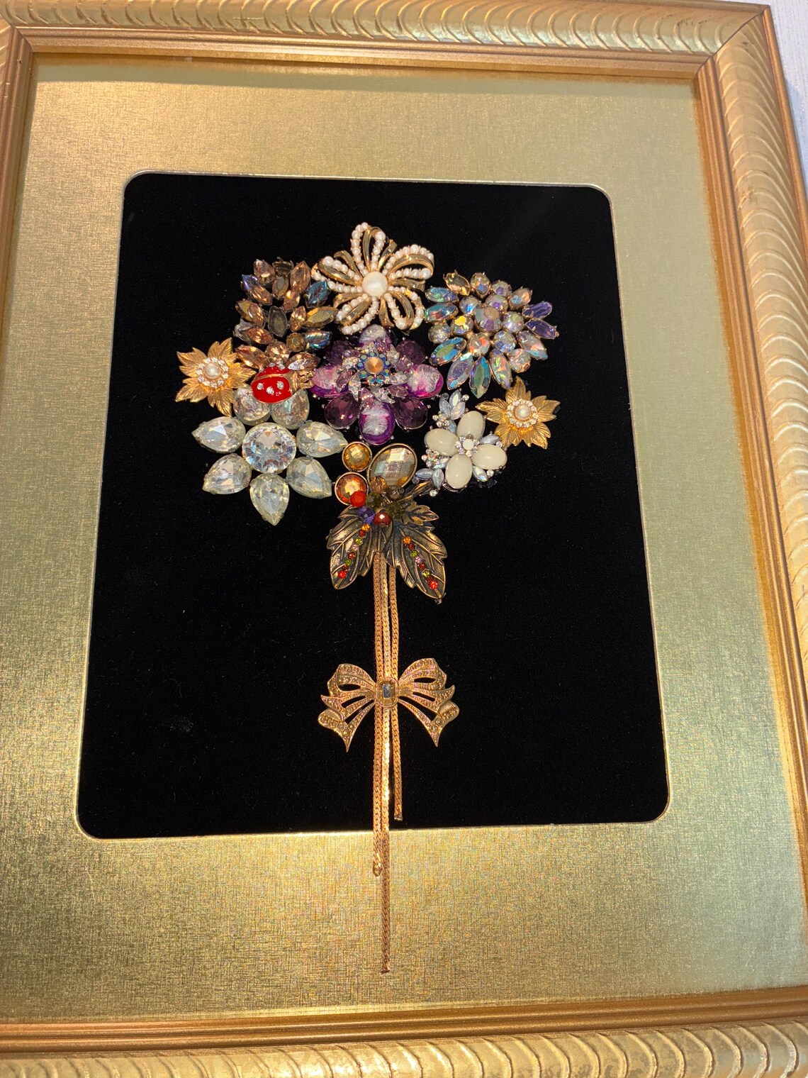 Vintage Upcycled Jewelry Flower Bouquet Art by Renee - Etsy