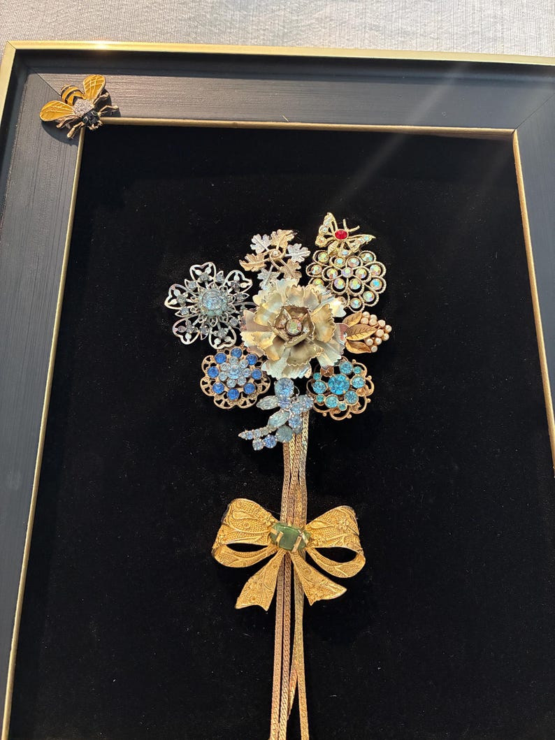 Upcycled Vintage Jewelry Flower Bouquet Art by Lisa - Etsy