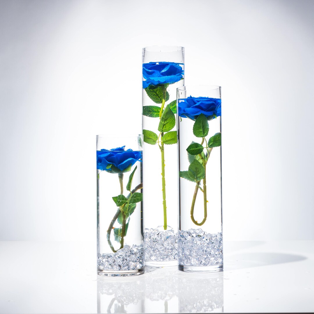 Submersible Blue Rose Floral Wedding Centerpiece With Floating Candles ...