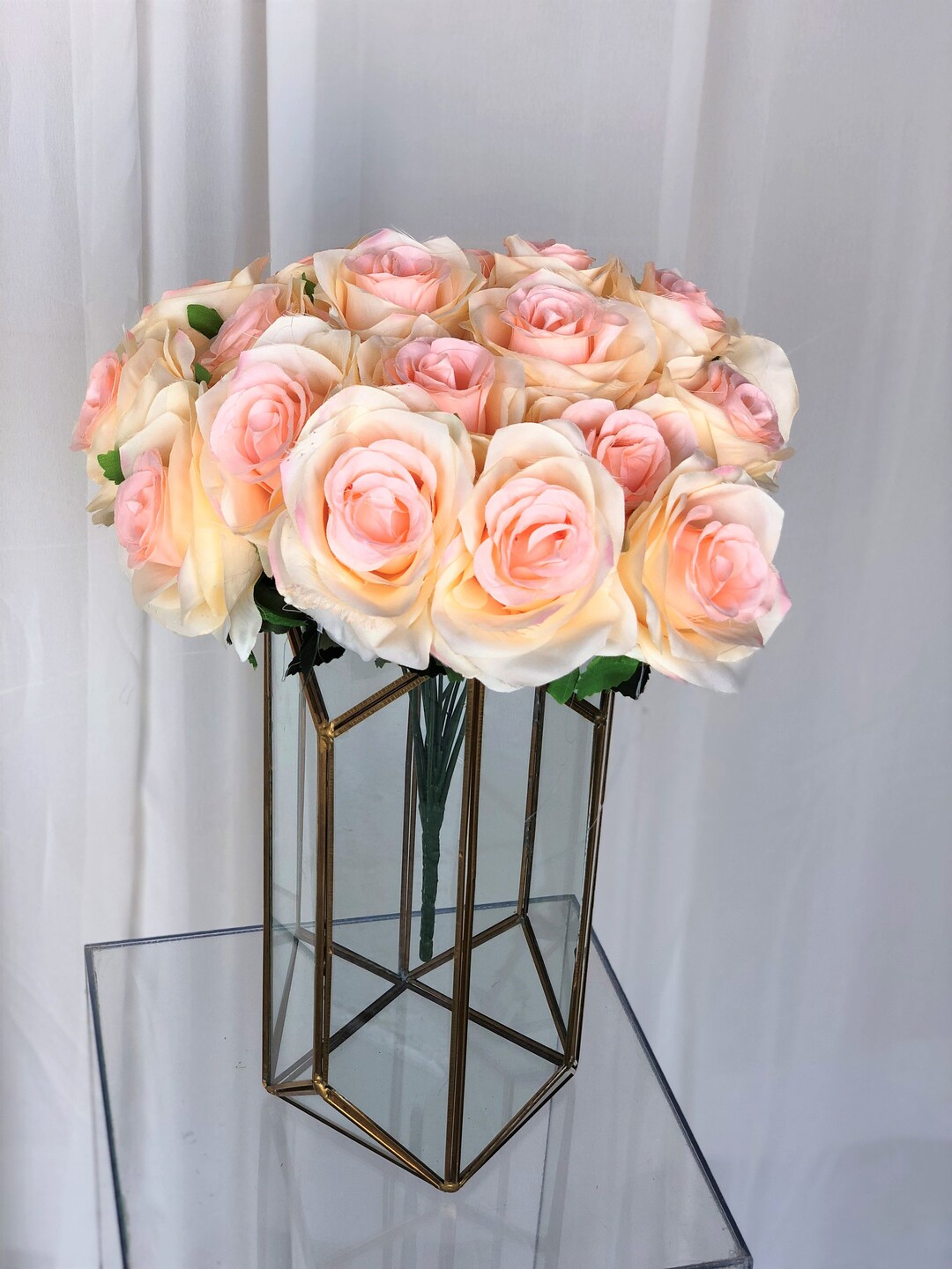 Peaches and Cream Rose Bush/peach Rose Bush/faux Flowers/mutiple Sizes ...