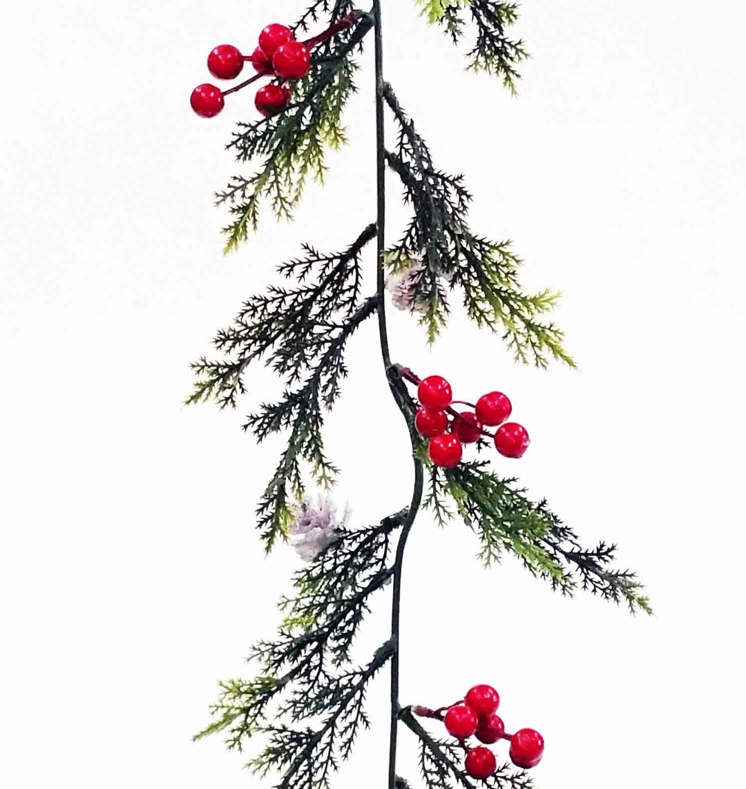 6FT Cedar Red Berry Cone Garland/garland/artificial - Etsy