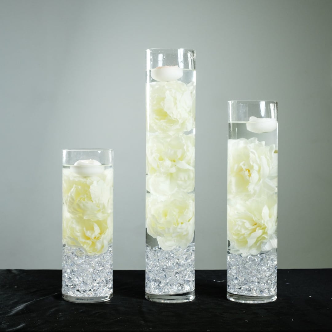 Submersible White/yellow Rose Floral Wedding Centerpiece With Floating ...