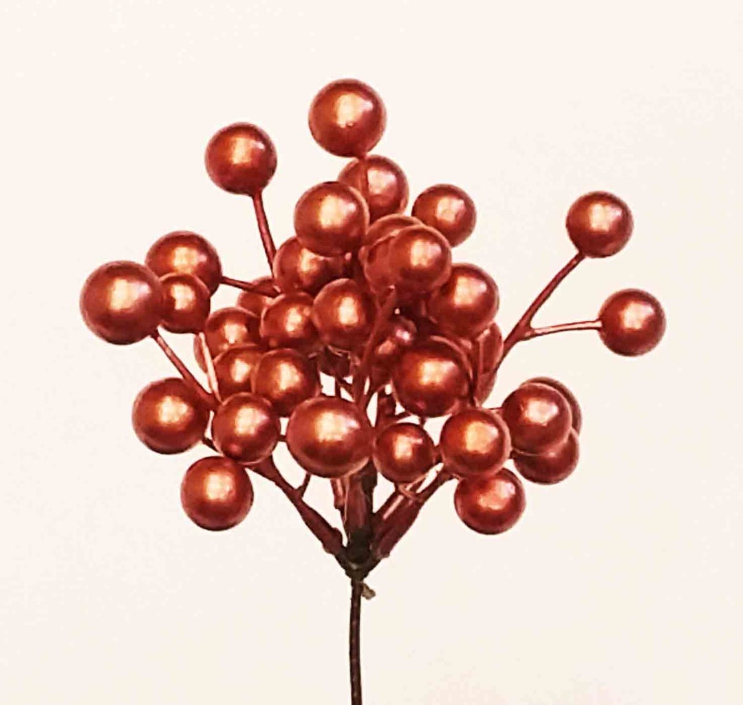 7" Copper Metallic Berry Pick/holiday Decor/christmas Decorations ...