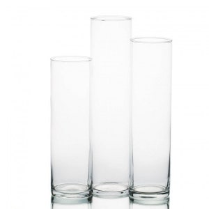 Set of 3 Cylinder Vases/ Glass Vase/ Table Top Vase/centerpiece Kits ...