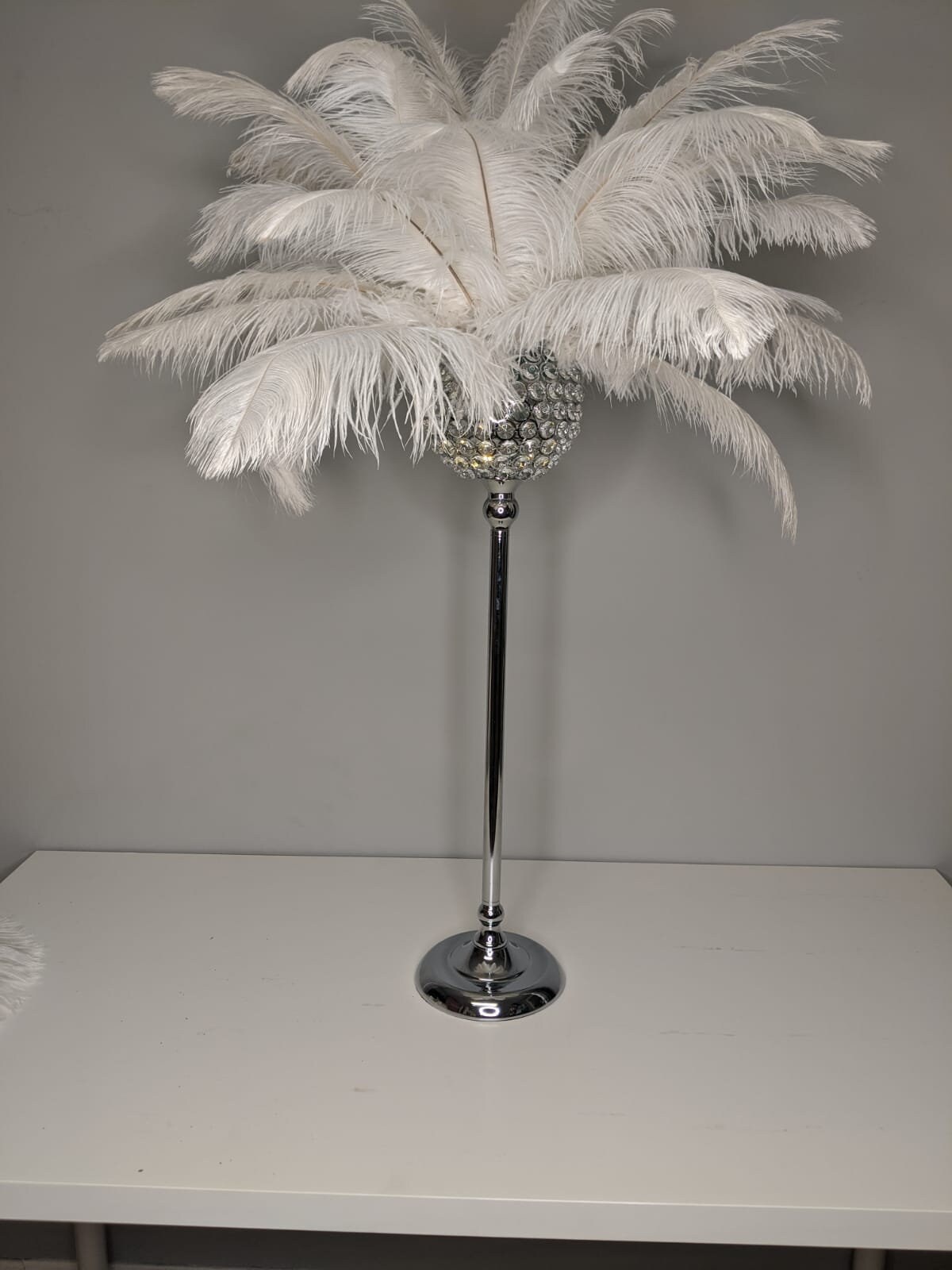 24 Tall Round Silver Globe Gold Crystal Stand Ostrich | Etsy