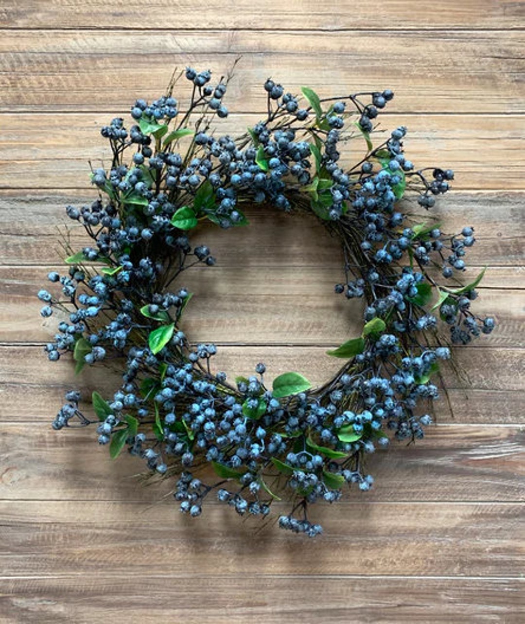 22" Blue Berry Wreath/fall Wreath/natural Wreath/outdoor Wreath/green ...