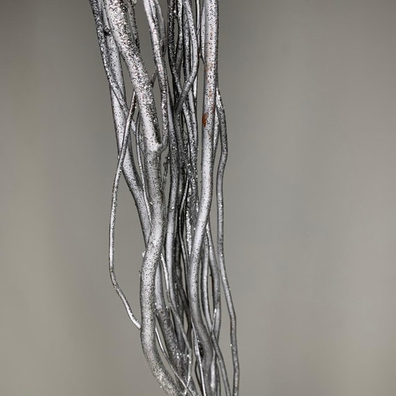 4 FT SPARKLY Silver Willow Natural Branch/curly - Etsy