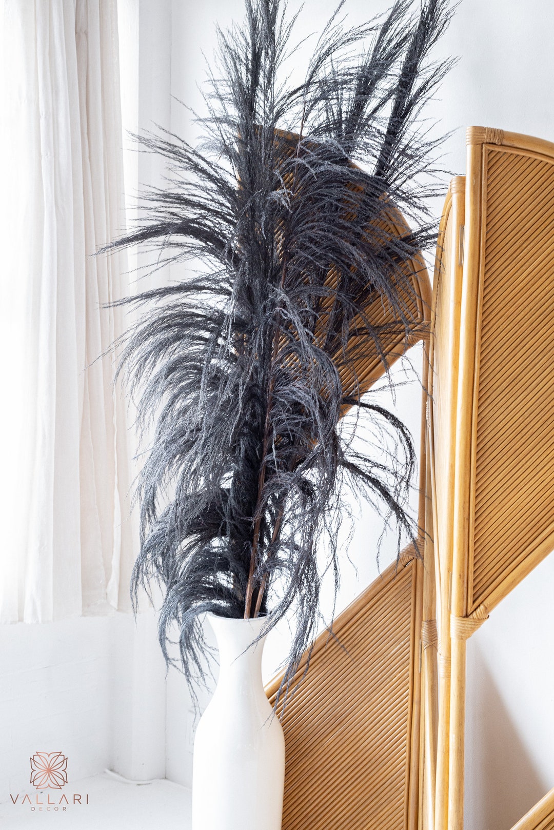 5FT-3 Pc BLACK UVA Stalk/pampas/natural Stalk/natural Branches/rustic ...