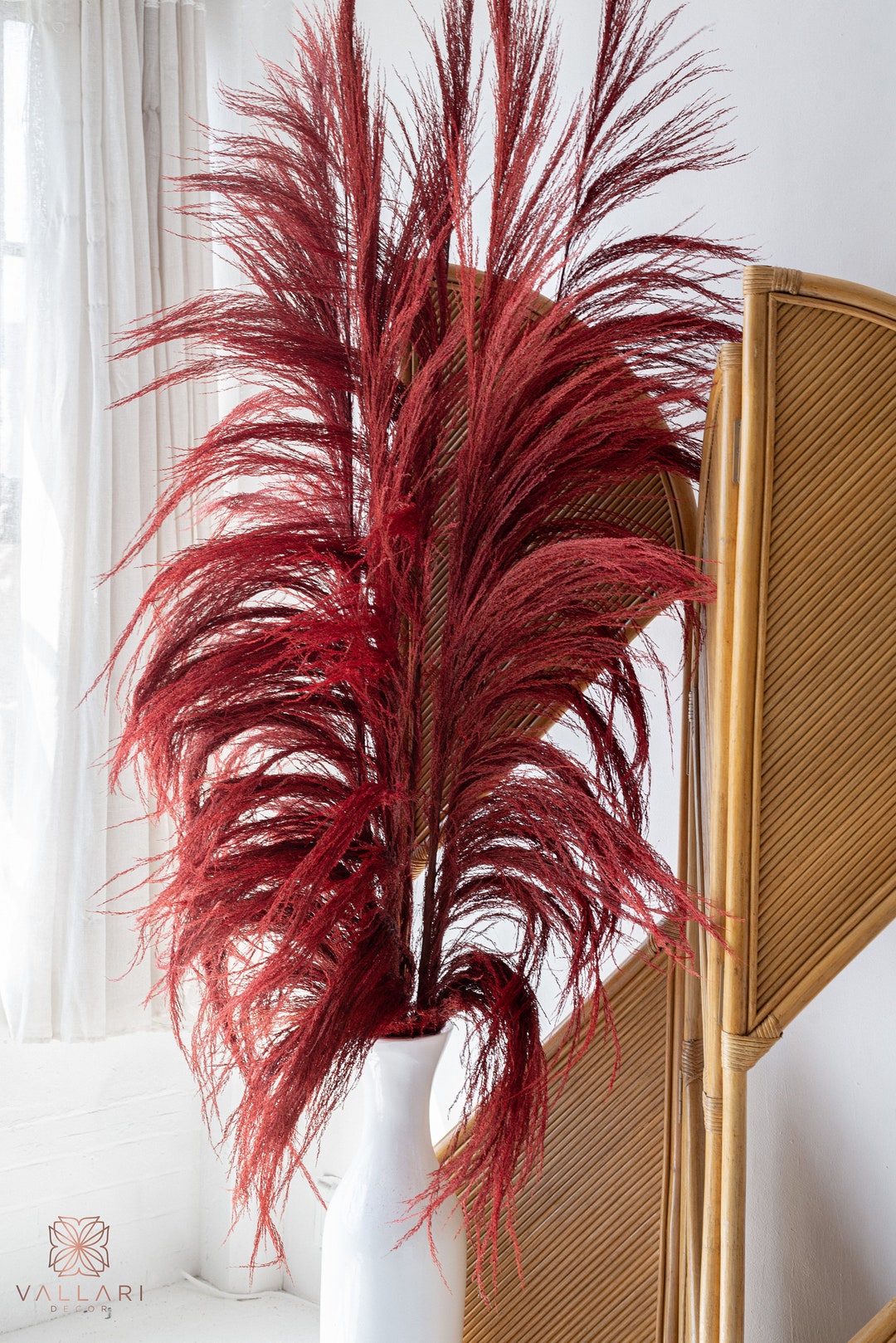 5FT-3 Pc RED UVA Stalk/pampas/natural Stalk/natural Branches/rustic ...