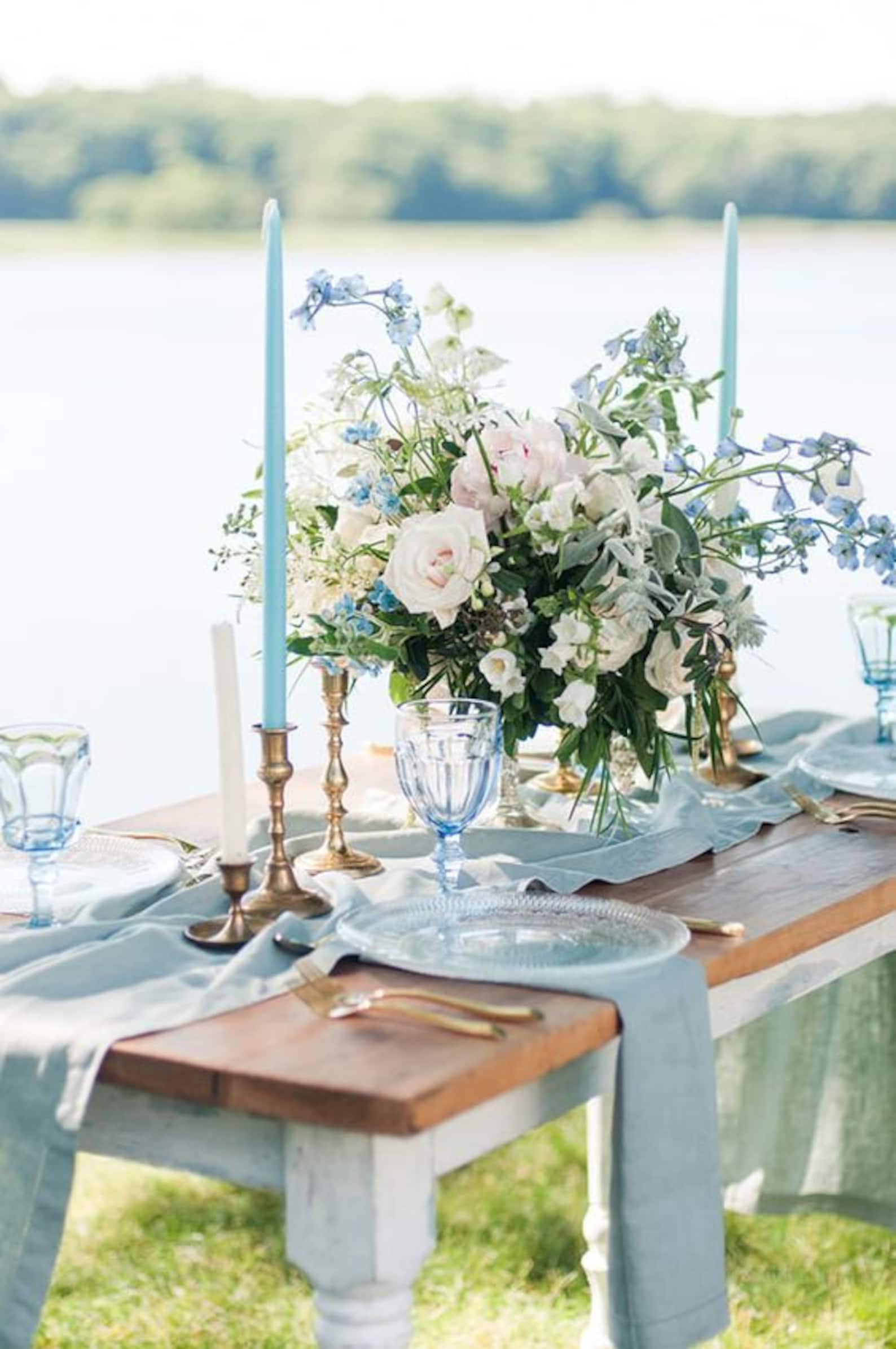 1-3-12pc Light Blue Taper Candles/ 10