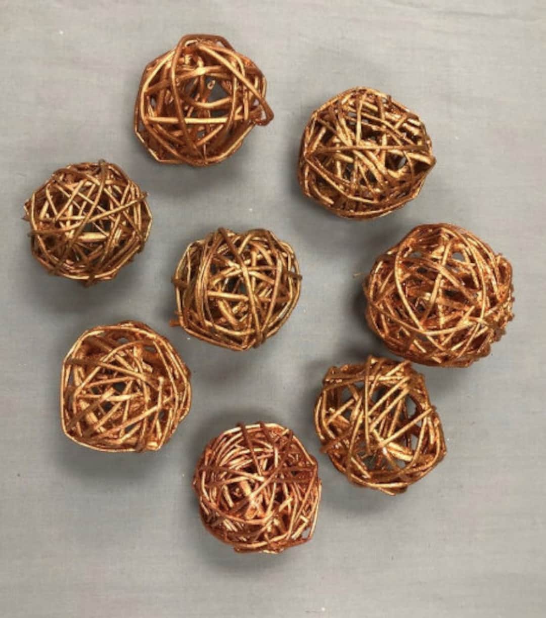 Copper Wicker Balls, 8pc Decorative Balls, Rustic Decor Ideas, Rustic ...