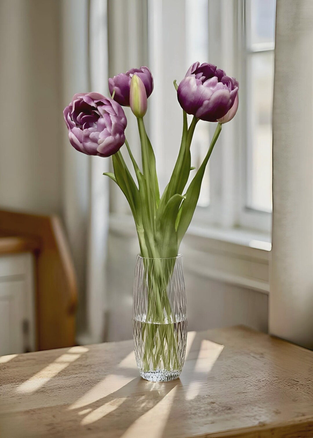 18" Fresh Touch Lavender Double Peony Tulip Bundle/faux Spray/autumn ...