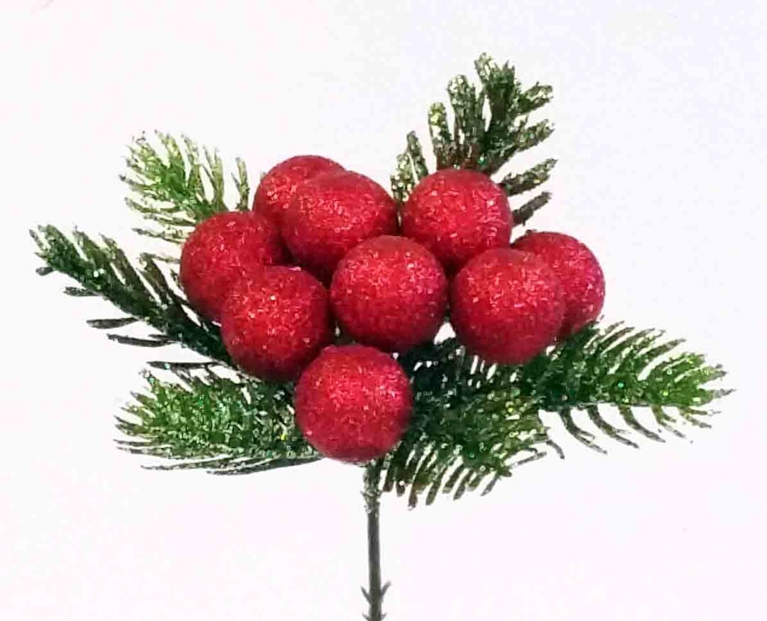 7" Red Cluster Ball Deco Pick/holiday Decor/christmas Decorations ...