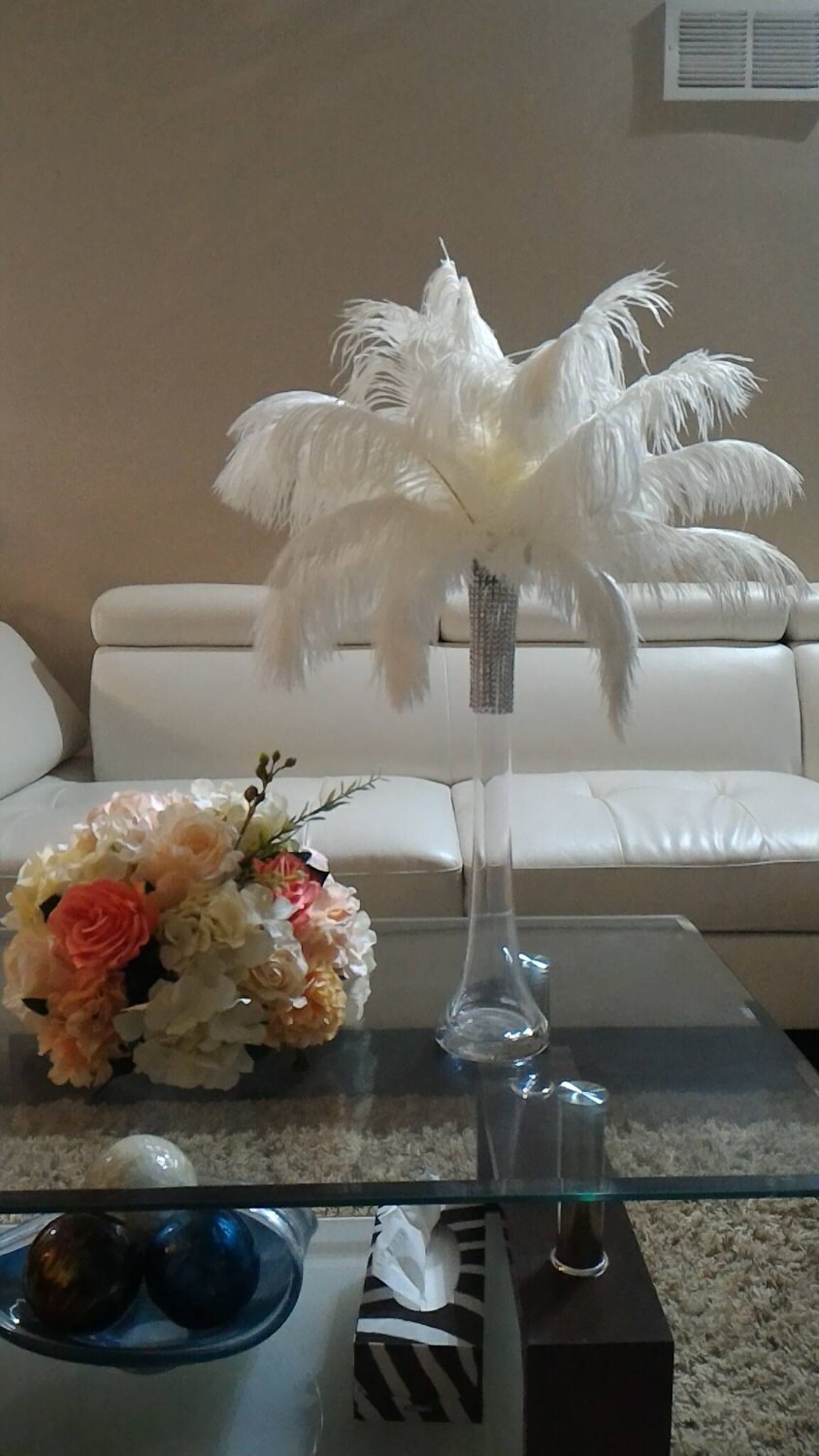 16 Tall Ostrich Feather Centerpiece Kits with Round | Etsy